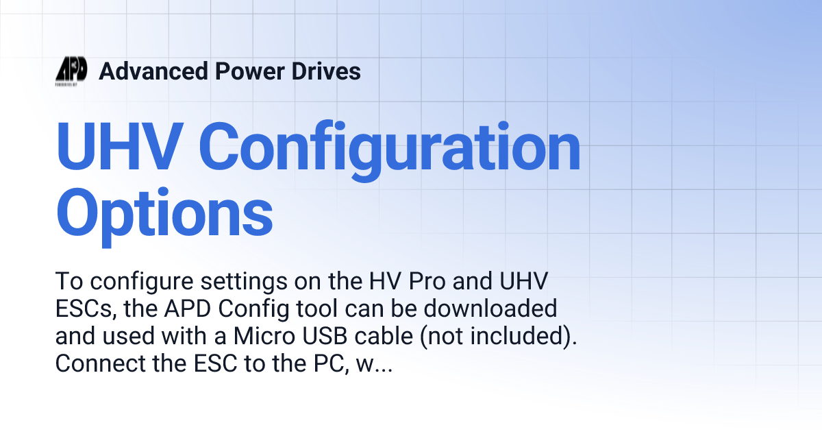 UHV Configuration Options | Advanced Power Drives
